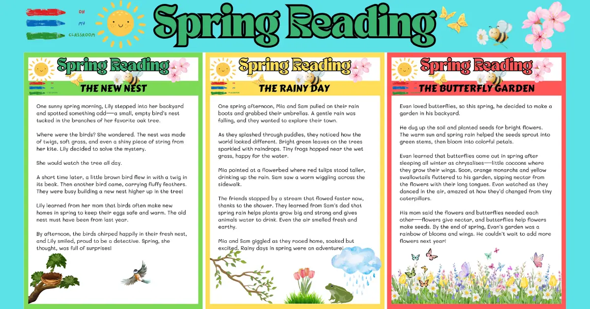 Early Elementary Spring Reading Comprehension Activities to Spark Young ...
