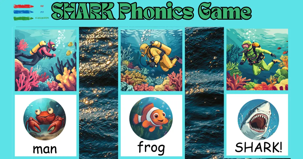 FREE CVC Phonics Game – Dive Into SHARK Words - OhMyClassroom.com